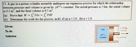 SOLVED: A gas in a piston-cylinder assembly undergoes an expansion ...