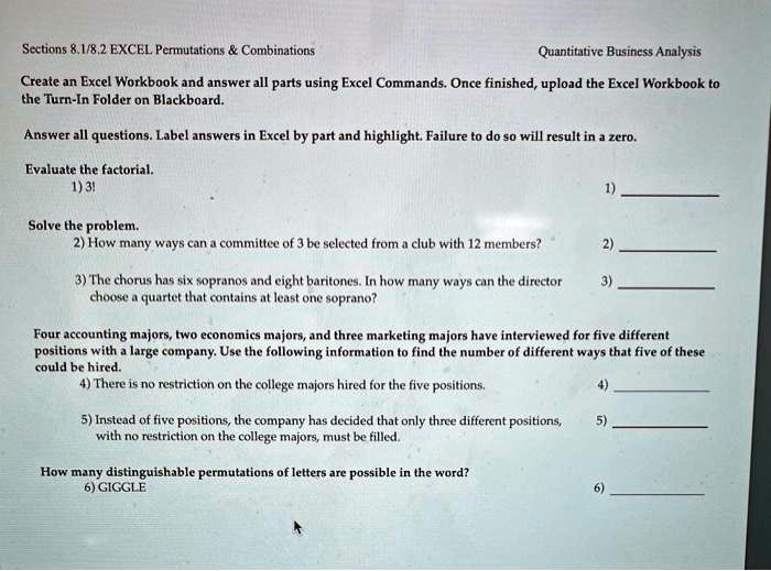 Solved Sections 482 Excel Permutations Combinations Quantitativc 8951