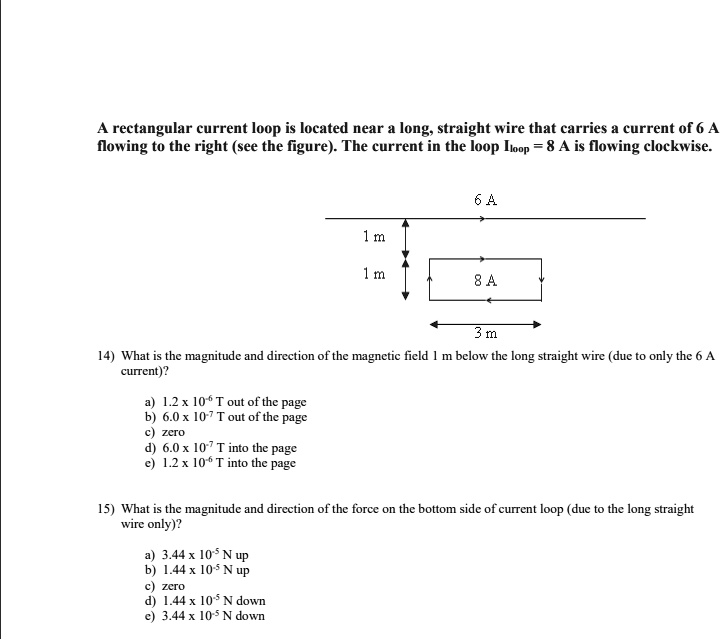 rectangular current loop is located near long straight wire that ...