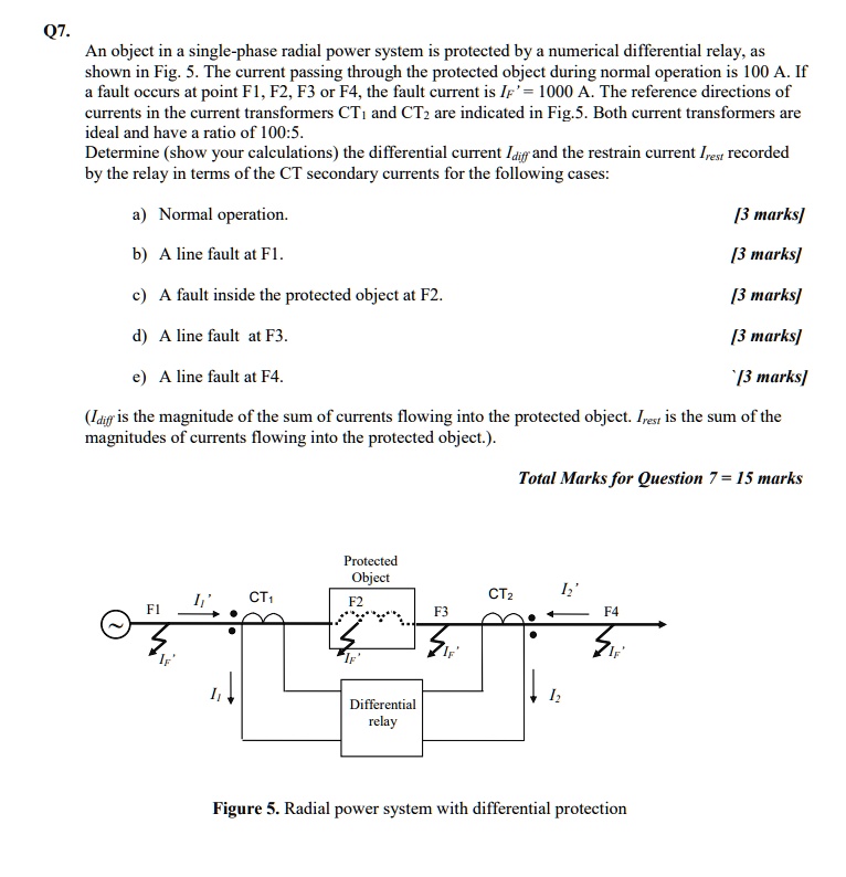 Q7. An object in a single-phase radial power system is protected by a numerical differential ...