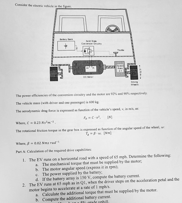 SOLVED: Consider the electric vehicle in the figure: Conversion ...
