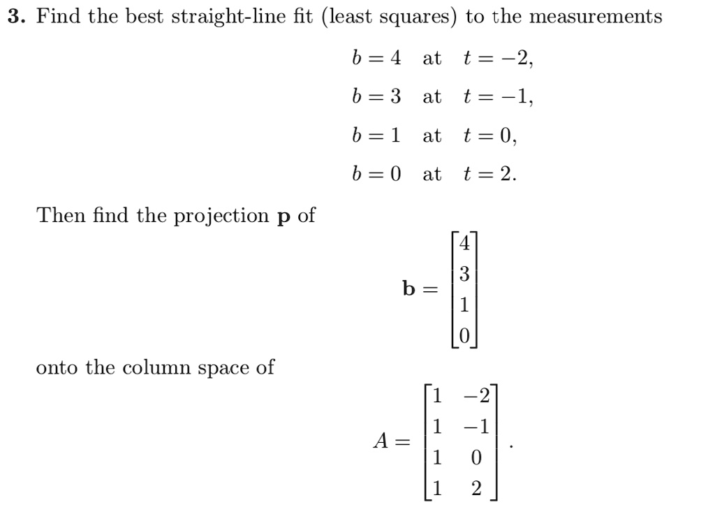 3. Find the best straight-line fit (least squares) to the measurements ...