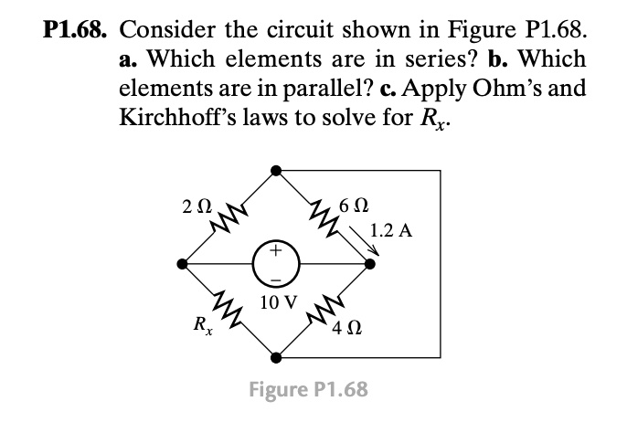 SOLVED: PL.68. Consider the circuit shown in Figure PL.68. a. Which elements are in series? b ...