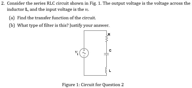 2. Consider the series RLC circuit shown in Fig. 1. The output voltage ...