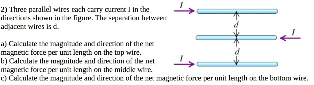 2 three parallel wires each carry current i in the directions shown in ...