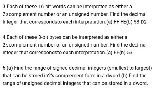There are 3 questions. Use a calculator. 3. Each of these 16-bit words ...