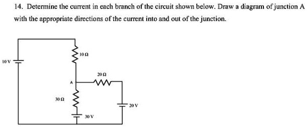 SOLVED: 14. Determine the current in each branch of the circuit shown ...
