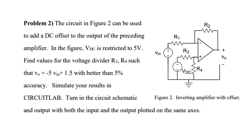 SOLVED: Problem 2) The circuit in Figure 2 can be used to add a DC offset to the output of the ...