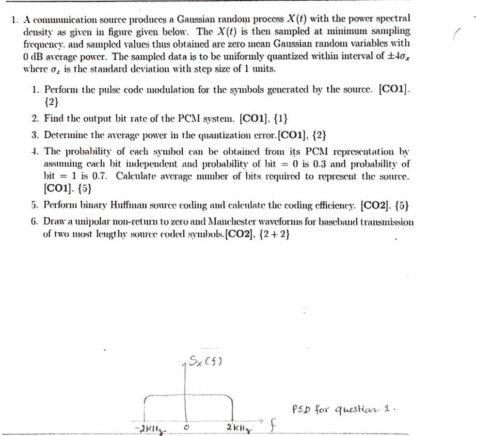 SOLVED: A communication source produces a Gaussian random process x(t ...