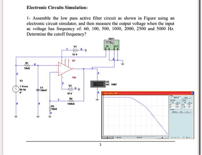 Electronic Circuits Simulation: 1- Assemble the low pass active filter ...