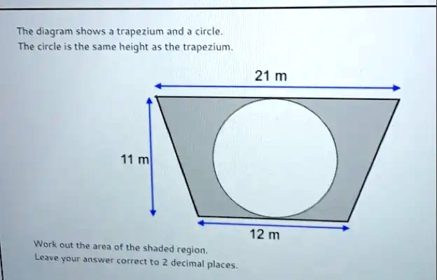 The diagram shows a trapezium and a circle. The circle is the same ...