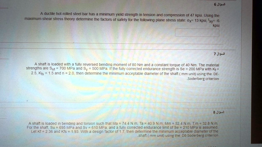 6 A ductile hot-rolled steel bar has a minimum yield strength in ...