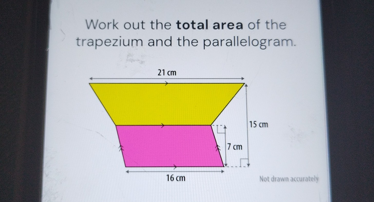 SOLVED: Work out the total area of the trapezium and the parallelogram ...