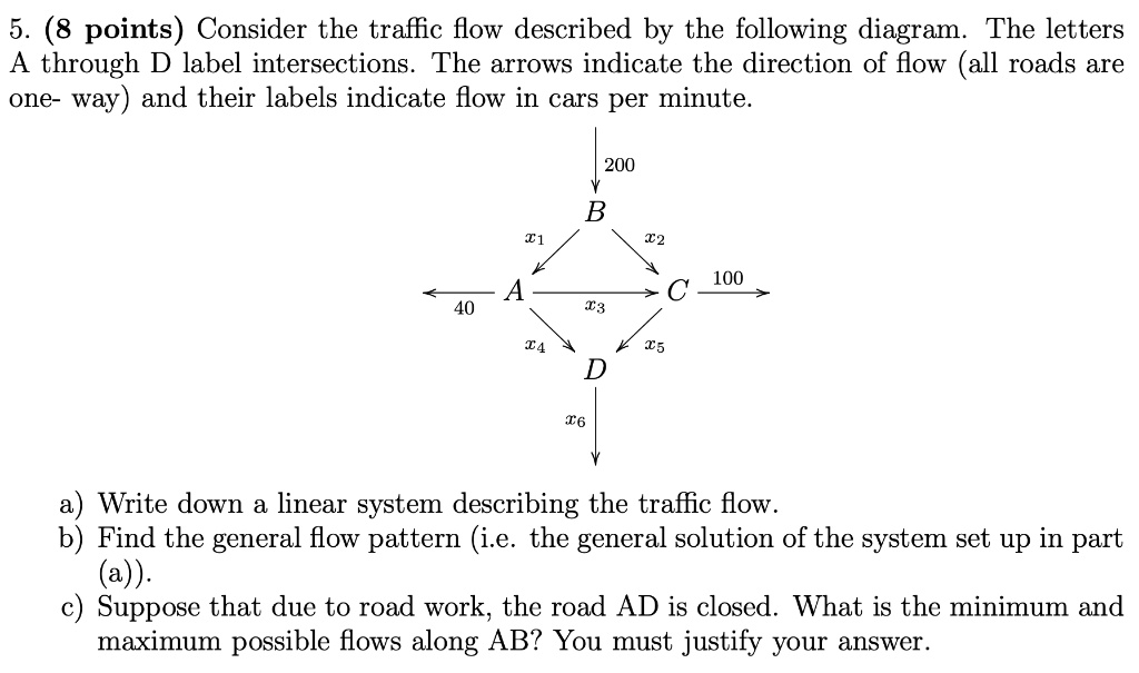 SOLVED: 5 (8 points) Consider the traffic flow described by the ...