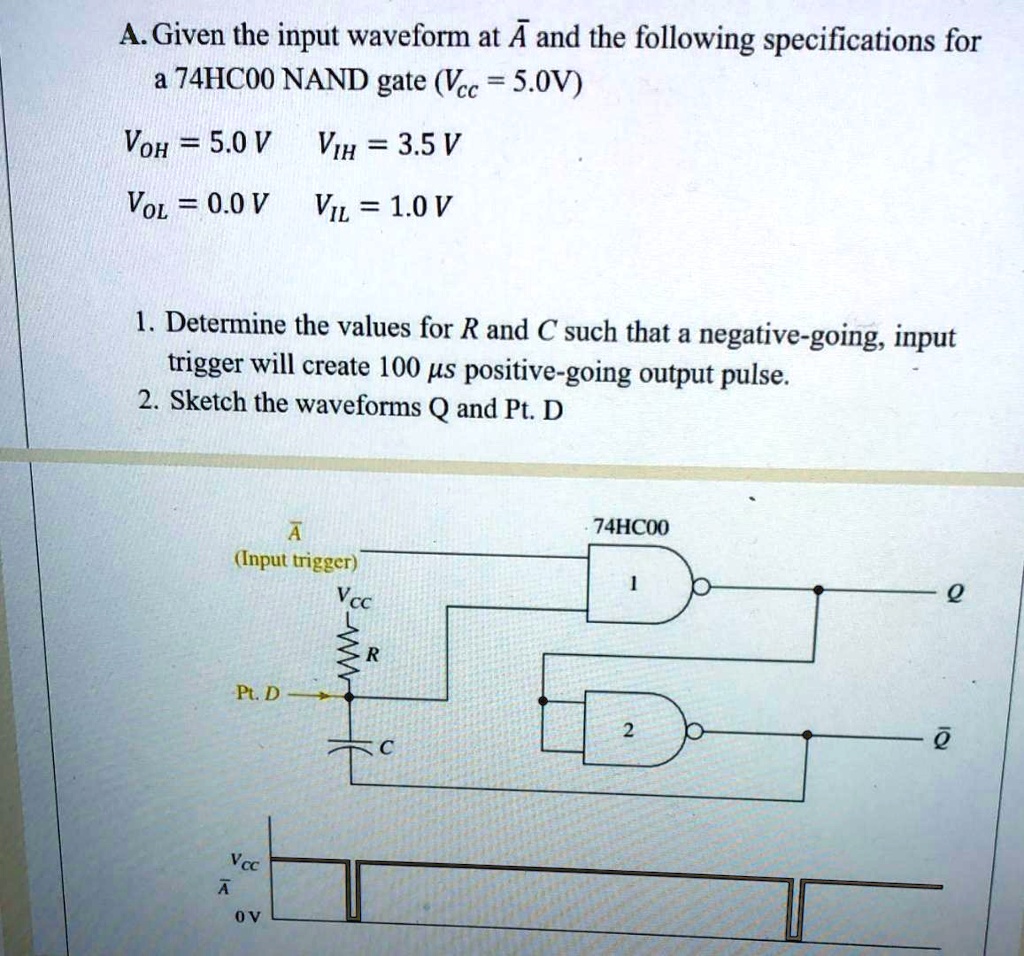 Solved A Given The Input Waveform At A And The Following Specifications For A 74hc00 Nand Gate 