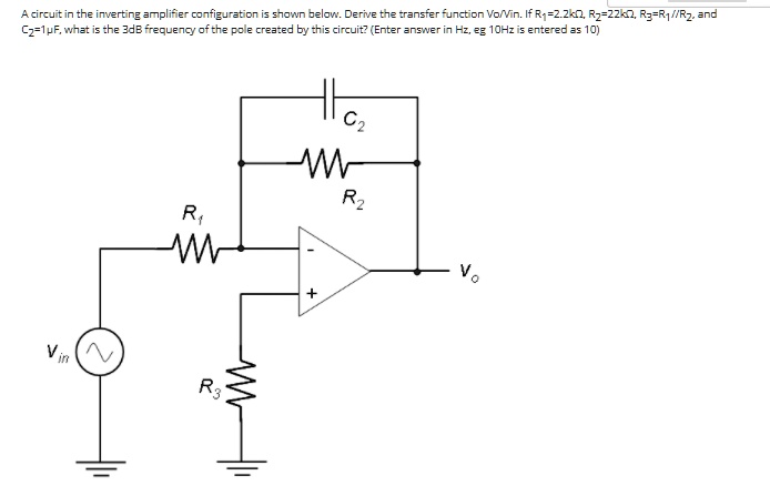 a circuit in the inverting amplifier configuration is shown below derive the transfer function ...