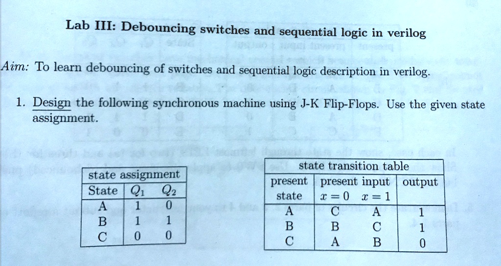 Solved Lab Iii Debouncing Switches And Sequential Logic In Verilog Aim To Learn Debouncing Of