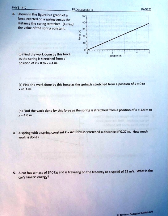 SOLVED: PHYS 1aO PROB EHSET Shown in the figure is a graph ofa force ...