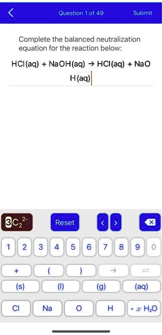 SOLVED: Complete the balanced neutralization equation for the reaction below: HCl (aq) + NaOH(aq ...