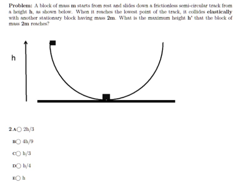 SOLVED:Problem: A block of mass m starts from rest and slides down a frictionless semi-circular ...