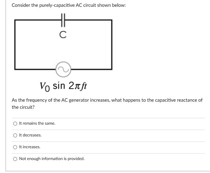 consider the purely capacitive ac circuit shown below v0 as the ...