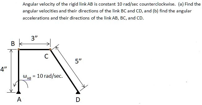 SOLVED: The angular velocity of the rigid link AB is a constant 10 rad/sec counterclockwise ...