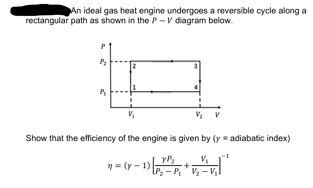 an ideal gas heat engine undergoes a reversible cycle along a ...