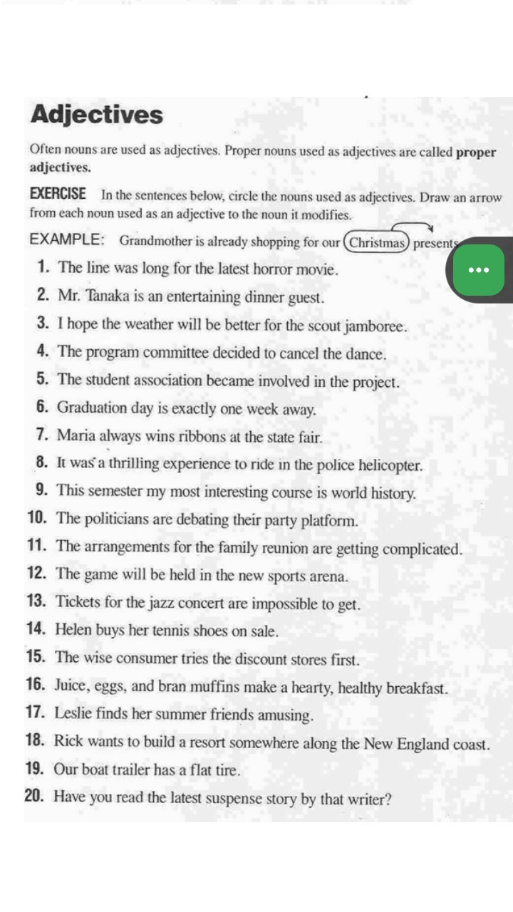 Adjectives Often nouns are used as adjectives. Proper nouns used as ...