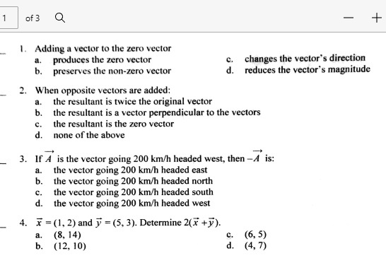 SOLVED: Adding vector [0, Ile, tero, eetor] produces the same vector, preserves the non-zero ...