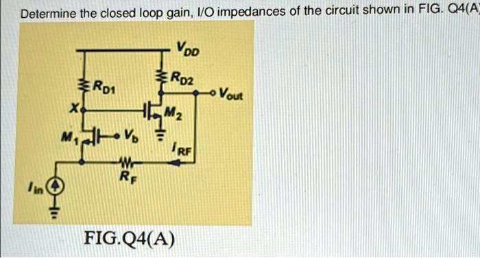 Determine the closed loop gain, I/O impedances of the circuit shown in FIG. Q4(A)
