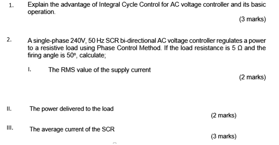 Explain the advantage of Integral Cycle Control for AC voltage ...