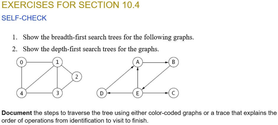 SOLVED: EXERCISES FOR SECTION 10.4 SELF-CHECK 1. Show the breadth-first ...