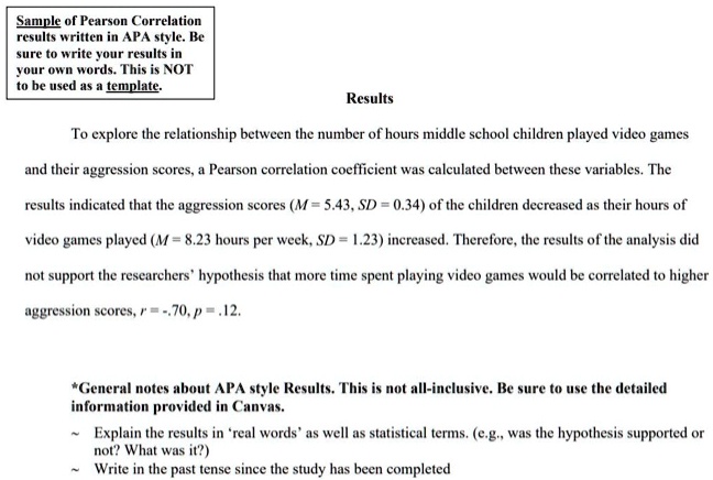 SOLVED Sample Of Pearson Correlation Results Written In APA Style How 