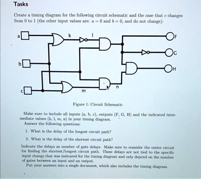 SOLVED: Create a timing diagram for the following circuit schematic and the case that changes ...
