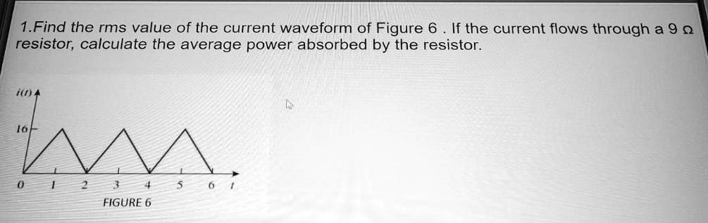 SOLVED: Find the RMS value of the current waveform in Figure 6. If the current flows through a ...
