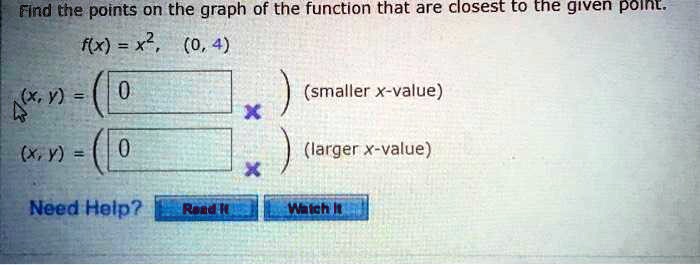 SOLVED: Flnd the points on the graph of the function that are closest tO tne given point: (xY ...
