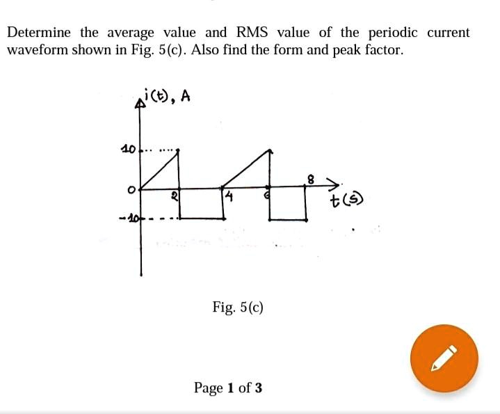 SOLVED: determine the average value and RMS value of the periodic current waveform shown in fig ...