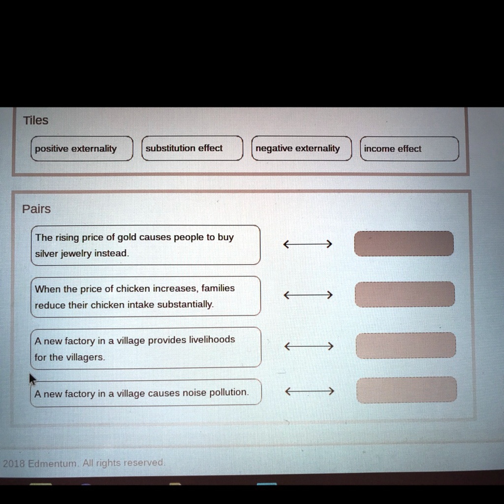 match the scenarios with the economic concepts they illustrate tiles ...