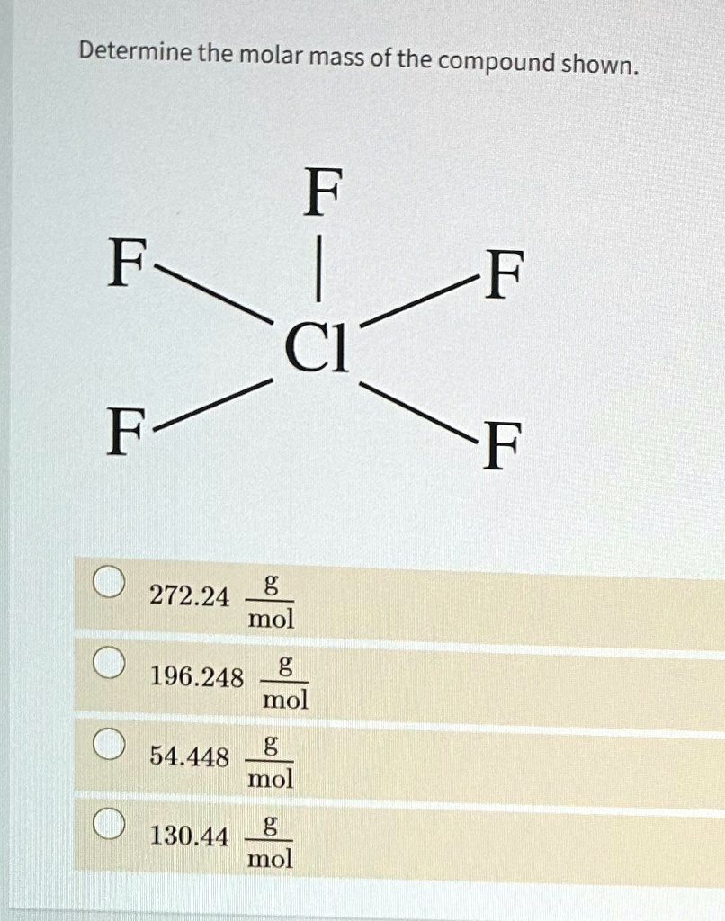 determine the molar mass of the compound shown determine the molar mass ...