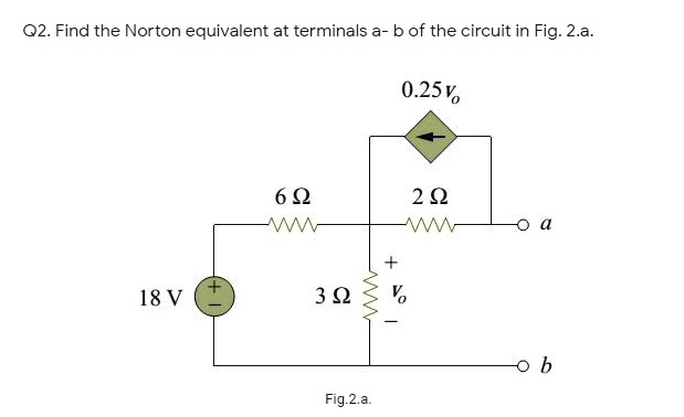 SOLVED: Solve the circuits by redrawing every step. Q2. Find the Norton equivalent at terminals ...