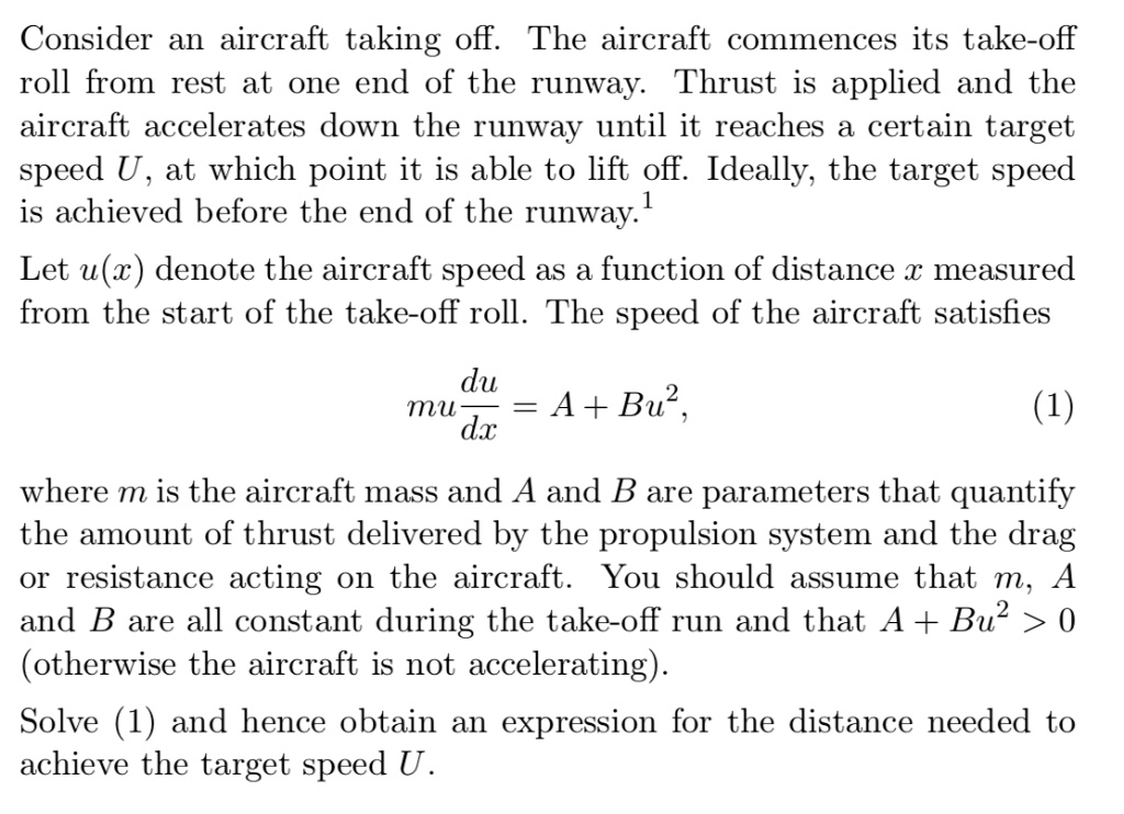 SOLVED: Consider an aircraft taking off: The aircraft commences its ...
