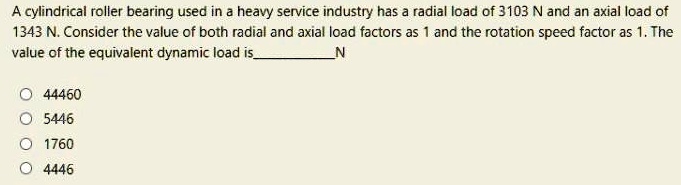 SOLVED: A cylindrical roller bearing used in a heavy service industry ...