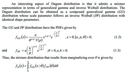 SOLVED: An interesting aspect of the Dagum distribution is that it admits a mixture ...