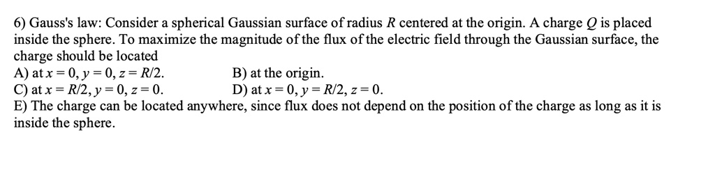 6 gausss law consider a spherical gaussian surface of radius r centered at the origin a charge q ...