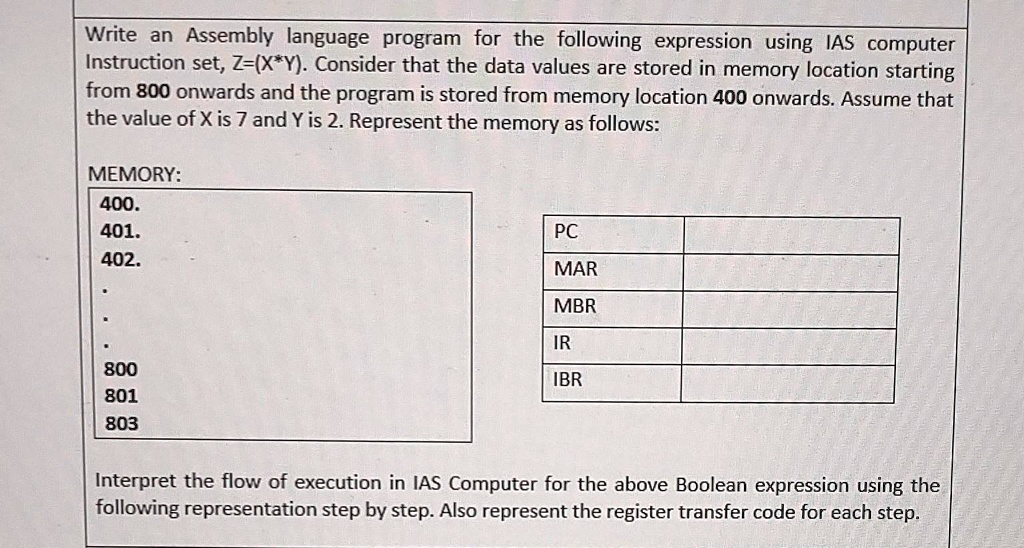 Solved Write An Assembly Language Program For The Following Expression