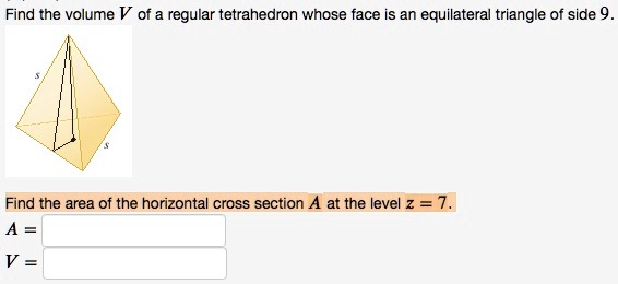 SOLVED: Find the volume V of a regular tetrahedron whose face is an ...