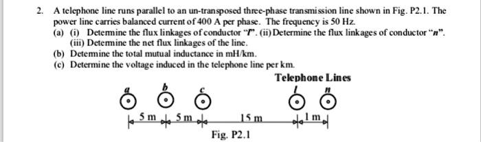 A telephone line runs parallel to an un-transposed three-phase ...