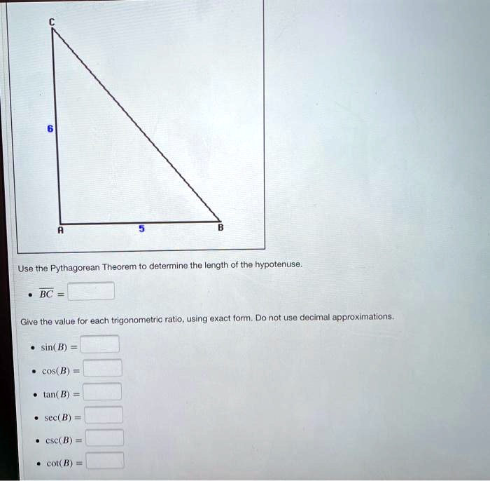 SOLVED: Use the Pythagorean Theorem to determine the length of the ...