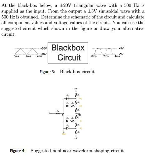 SOLVED: At the black box below, a 20V triangular wave with a frequency of 500 Hz is supplied as ...