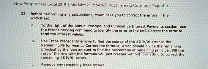 SOLVED: New Perspectives Excel 2019Modules 9-12:SAM Critical Thinking ...